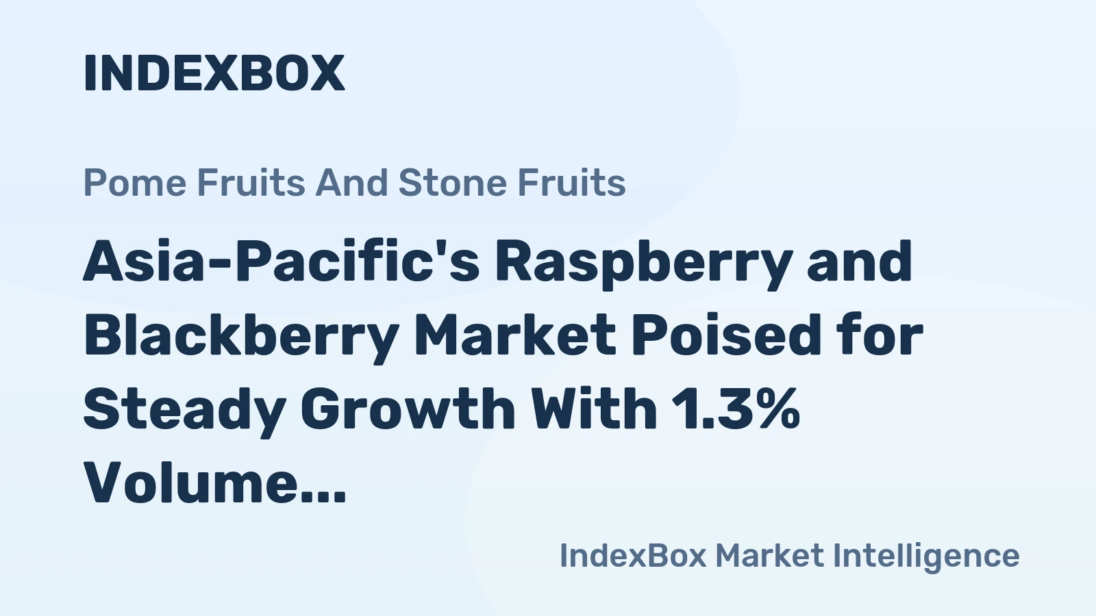 Asia-Pacific's Raspberry and Blackberry Market Poised for Steady Growth With 1.3% Volume CAGR