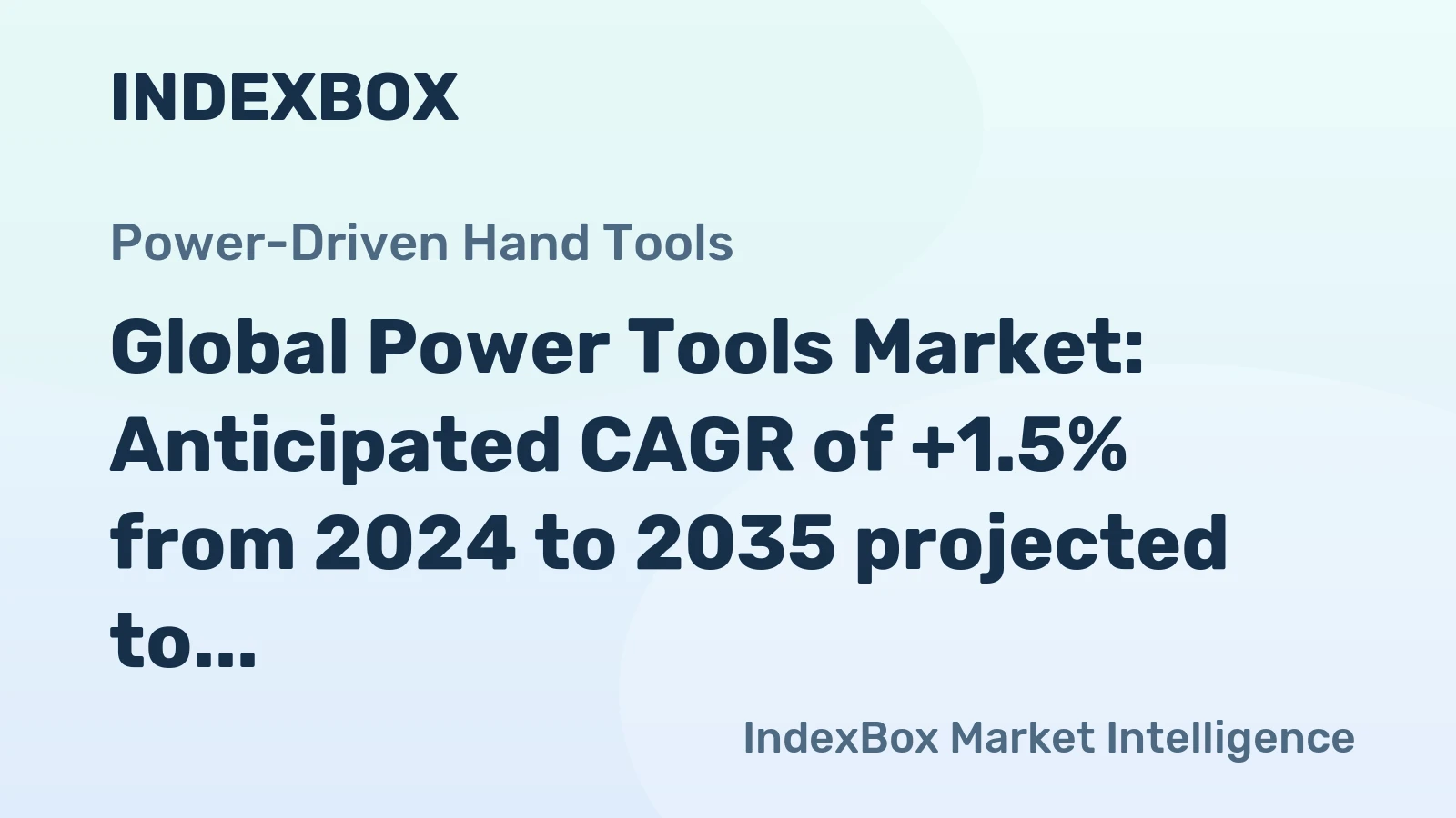 Global Power Tools Market: Anticipated CAGR of +1.5% from 2024 to 2035 projected to reach $40.2B by the end of 2035