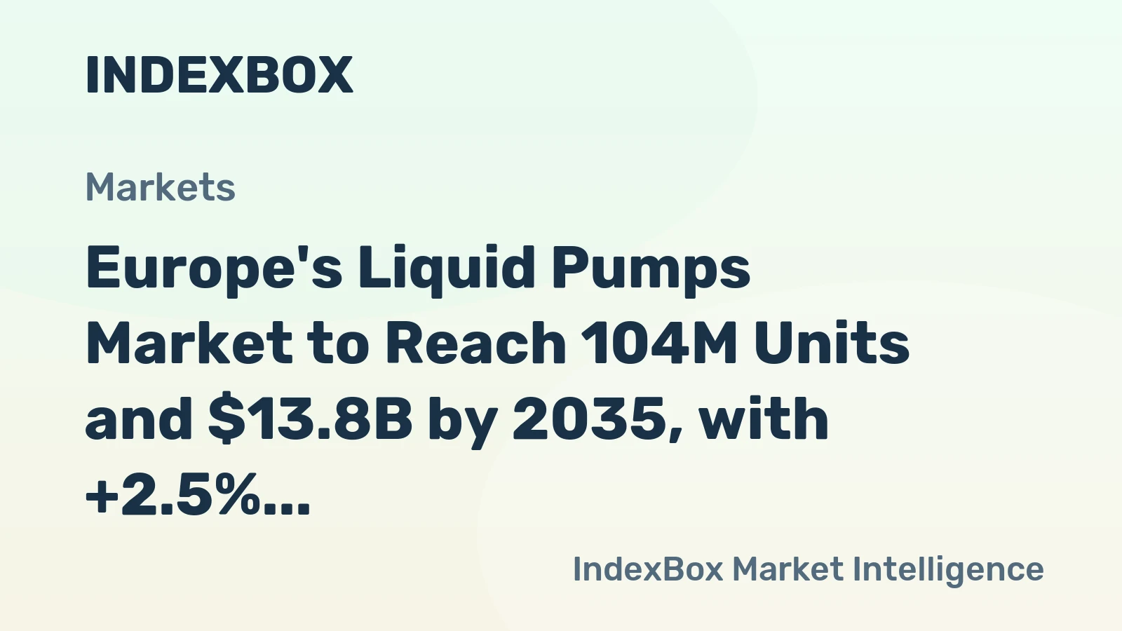 Europe's Liquid Pumps Market to Reach 104M Units and $13.8B by 2035, with +2.5% Volume and +3.9% Value Growth