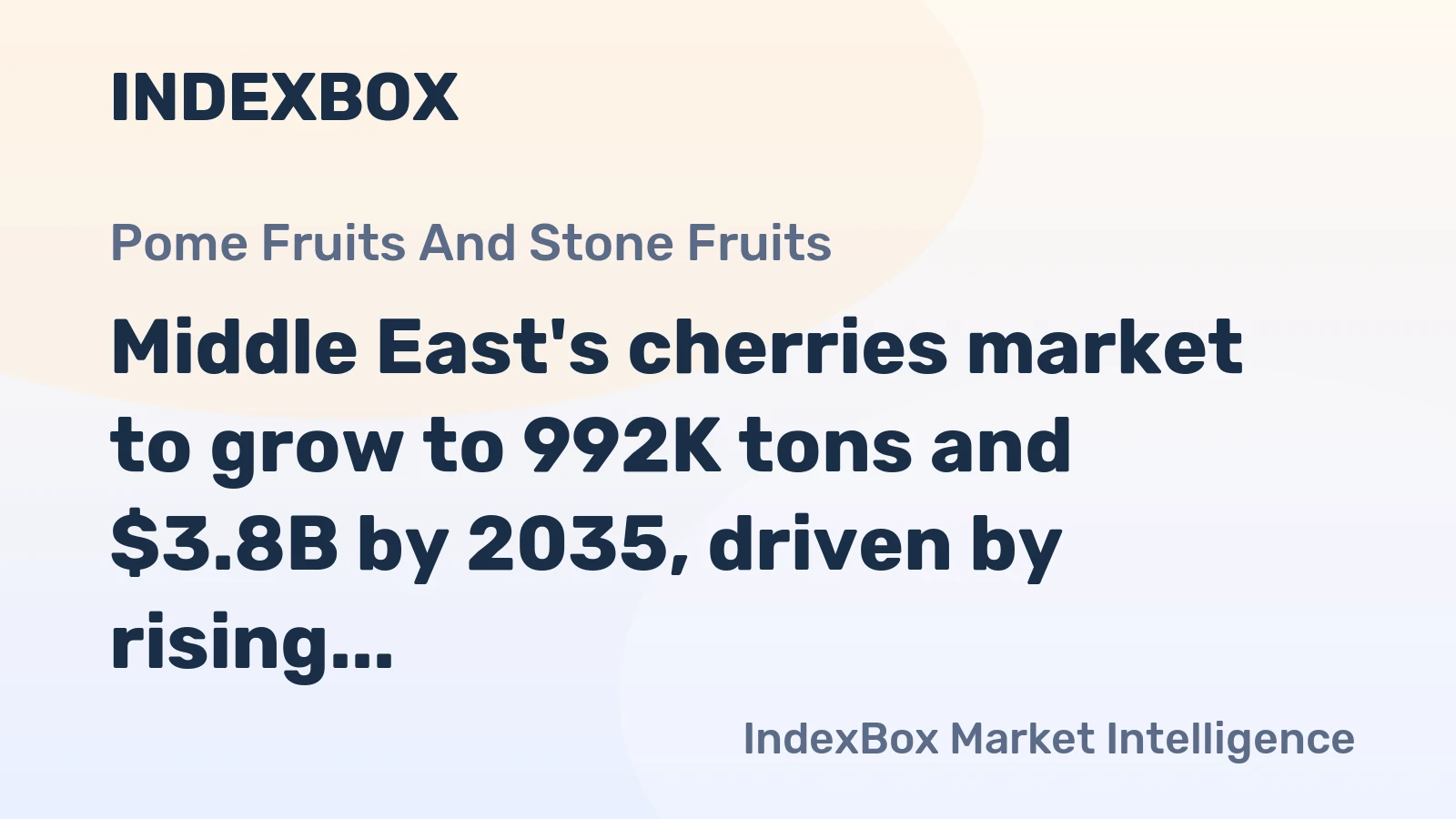 Middle East's cherries market to grow to 992K tons and $3.8B by 2035, driven by rising demand.