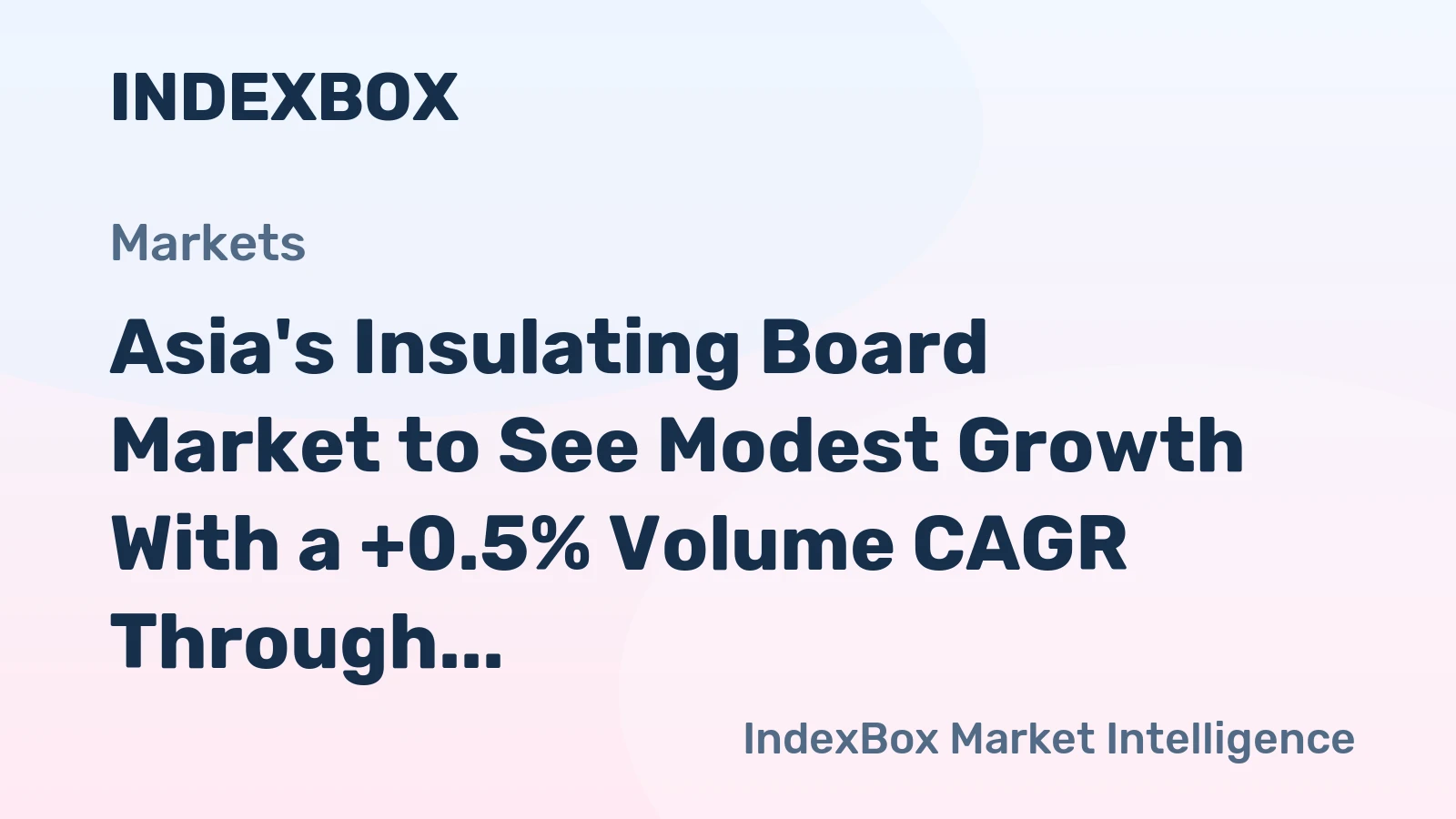 Asia's Insulating Board Market to See Modest Growth With a +0.5% Volume CAGR Through 2035
