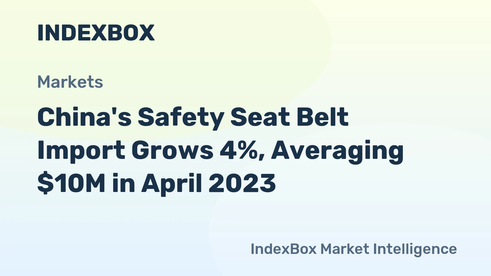 China's Safety Seat Belt Import Grows 4%, Averaging $10M in April 2023