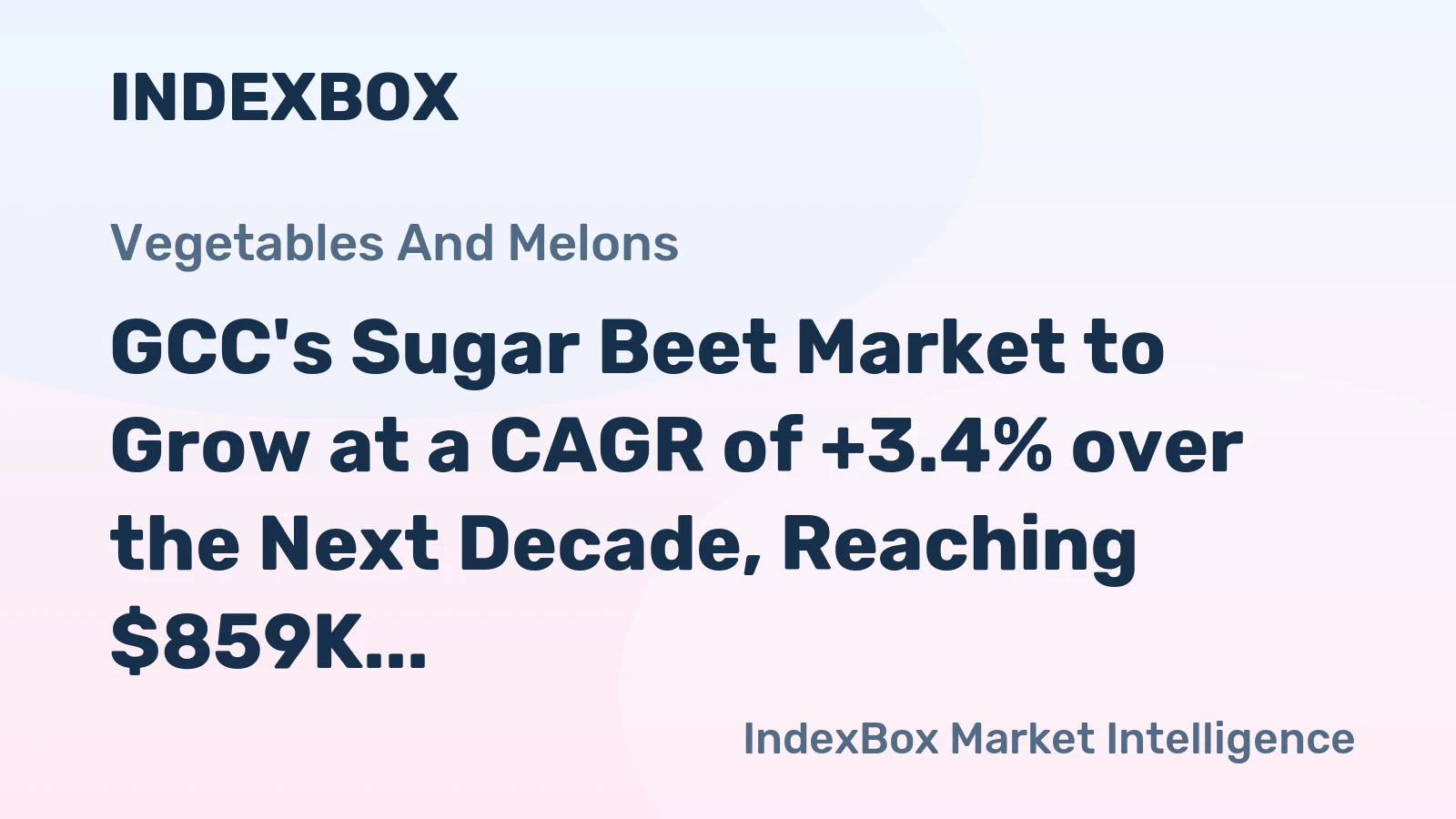 GCC's Sugar Beet Market to Grow at a CAGR of +3.4% over the Next Decade, Reaching $859K by 2035