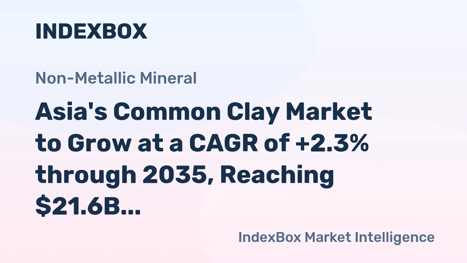 Asia's Common Clay Market to Grow at a CAGR of +2.3% through 2035, Reaching $21.6B in Value