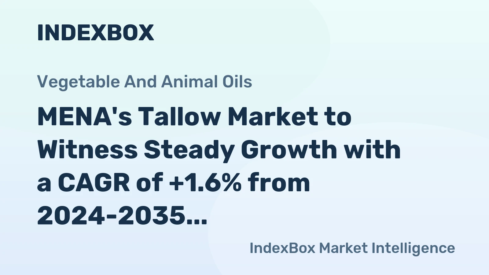 MENA's Tallow Market to Witness Steady Growth with a CAGR of +1.6% from 2024-2035