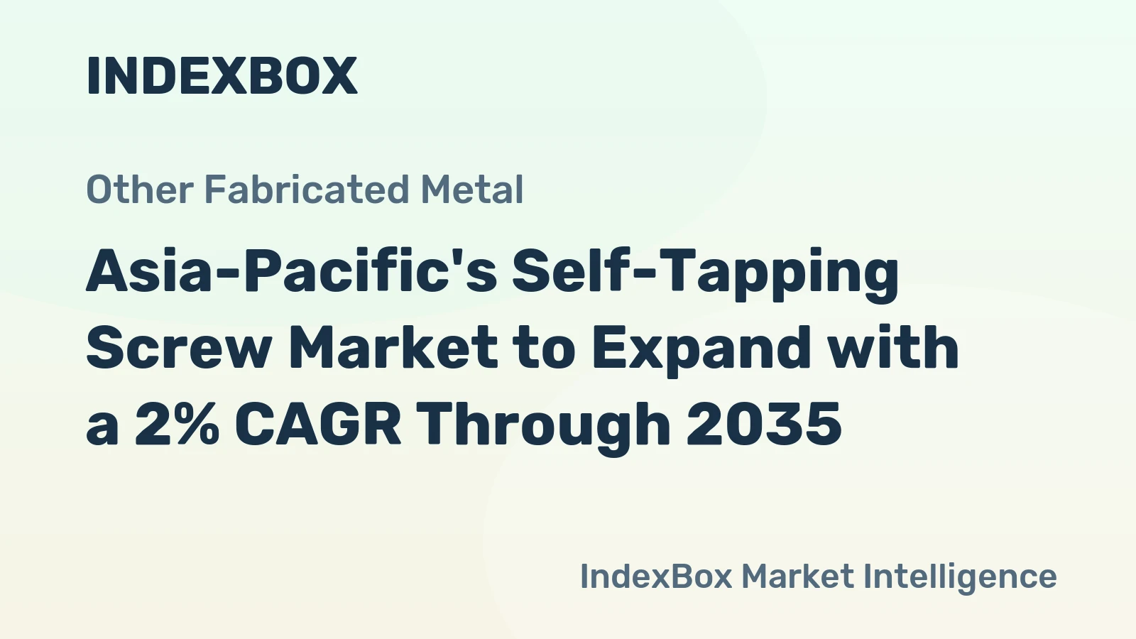 Asia-Pacific's Self-Tapping Screw Market to Expand with a 2% CAGR Through 2035