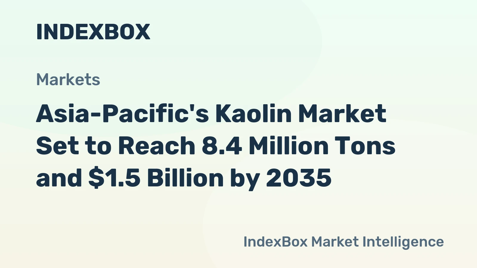Asia-Pacific's Kaolin Market Set to Reach 8.4 Million Tons and $1.5 Billion by 2035