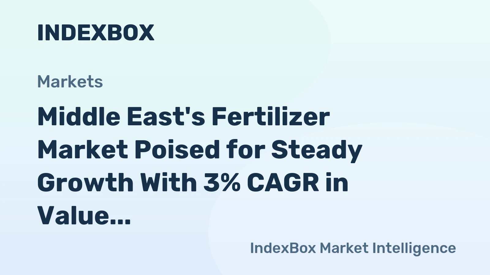 Middle East's Fertilizer Market Poised for Steady Growth With 3% CAGR in Value Through 2035