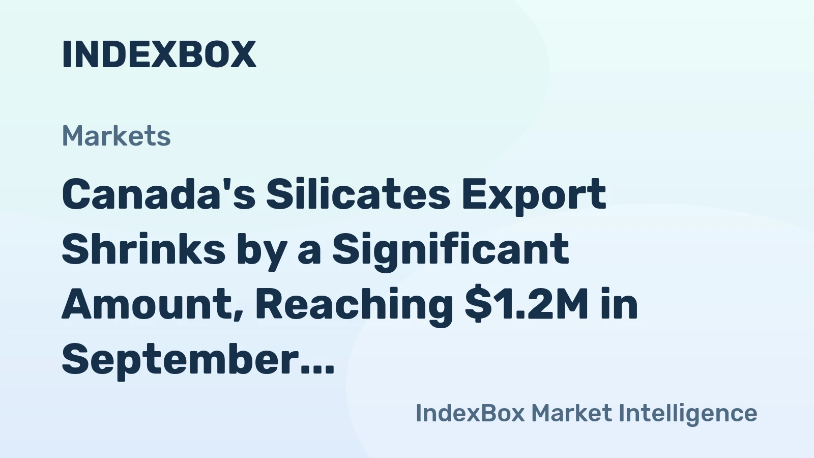 Canada's Silicates Export Shrinks by a Significant Amount, Reaching $1.2M in September 2023