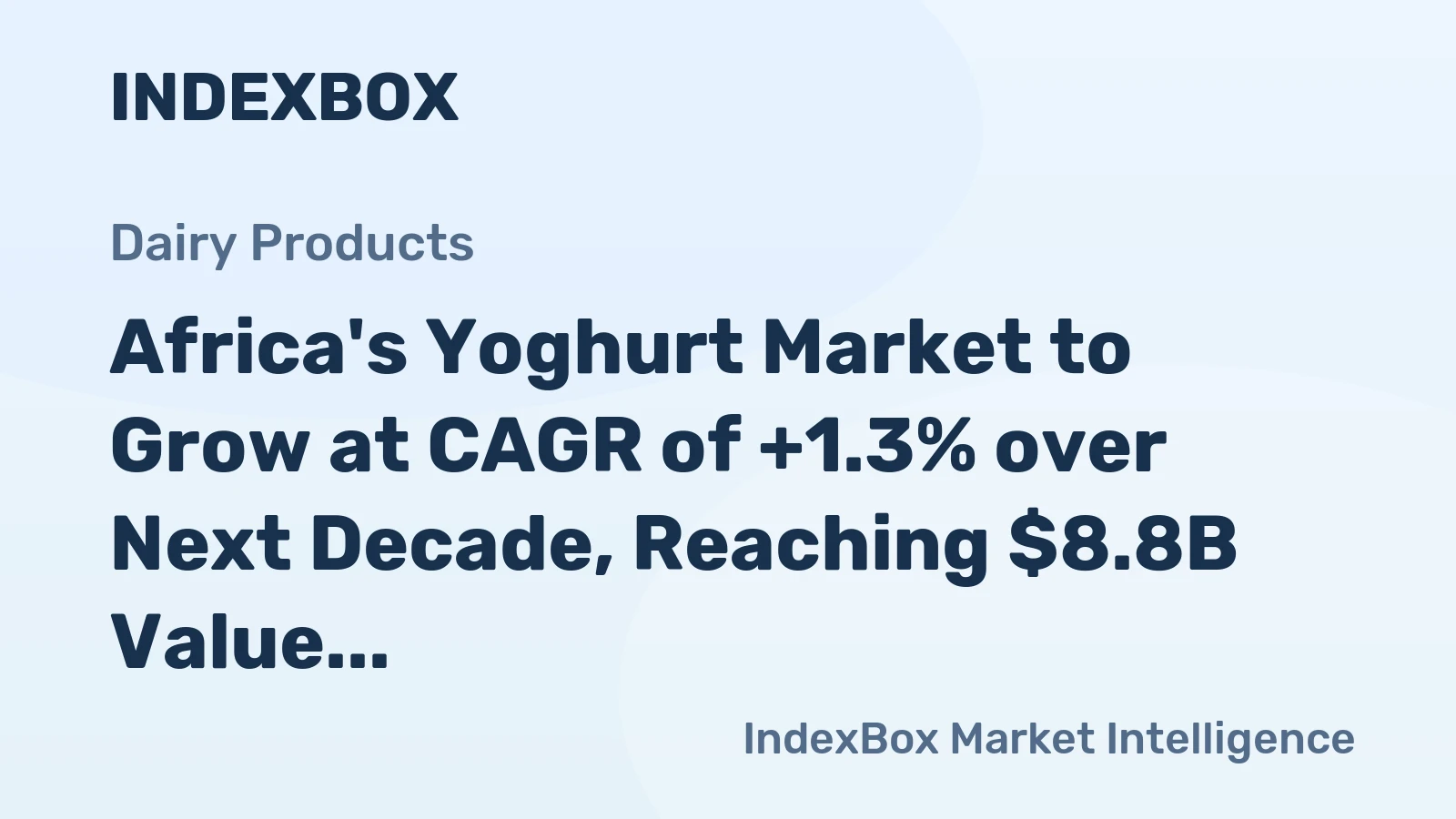 Africa's Yoghurt Market to Grow at CAGR of +1.3% over Next Decade, Reaching $8.8B Value by 2035