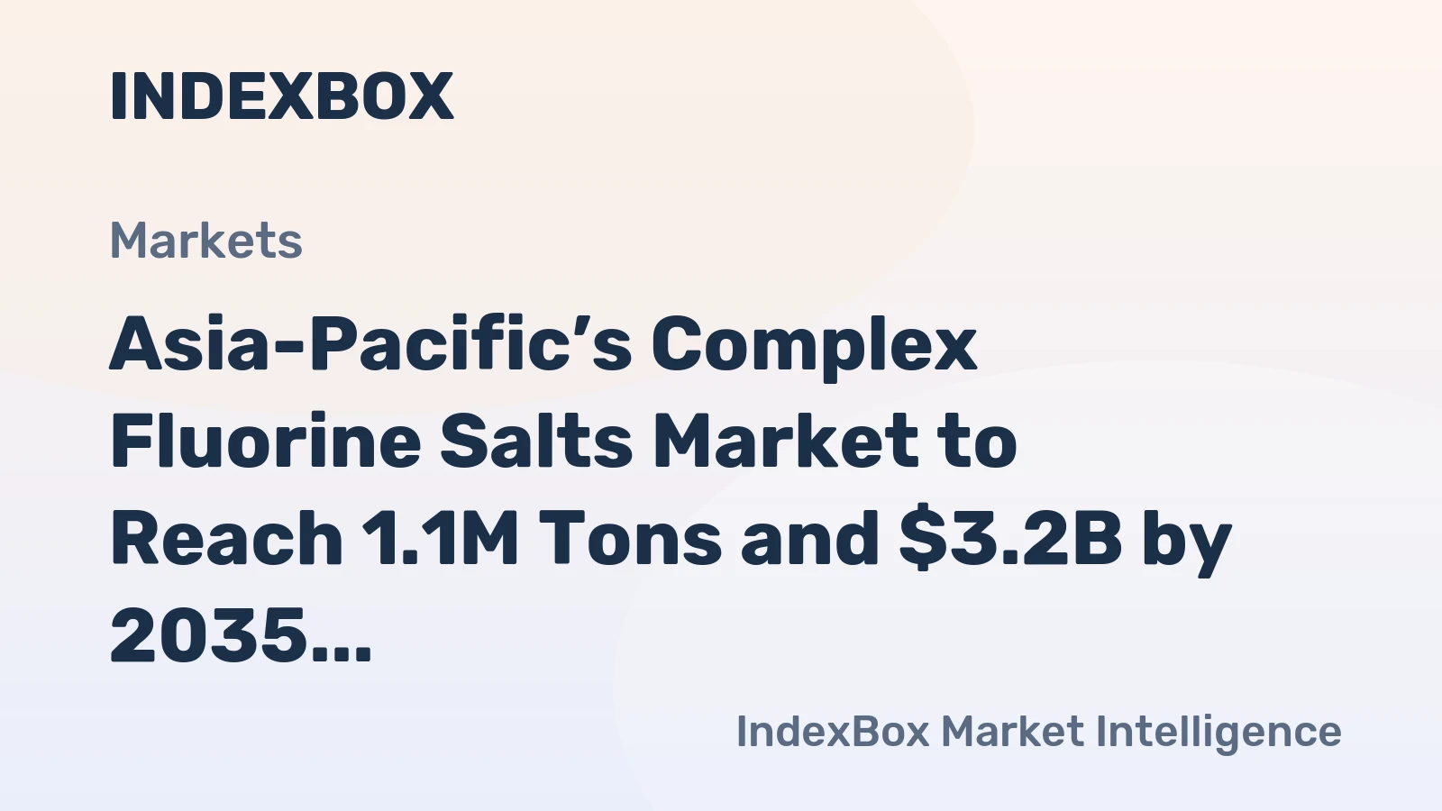 Asia-Pacific’s Complex Fluorine Salts Market to Reach 1.1M Tons and $3.2B by 2035