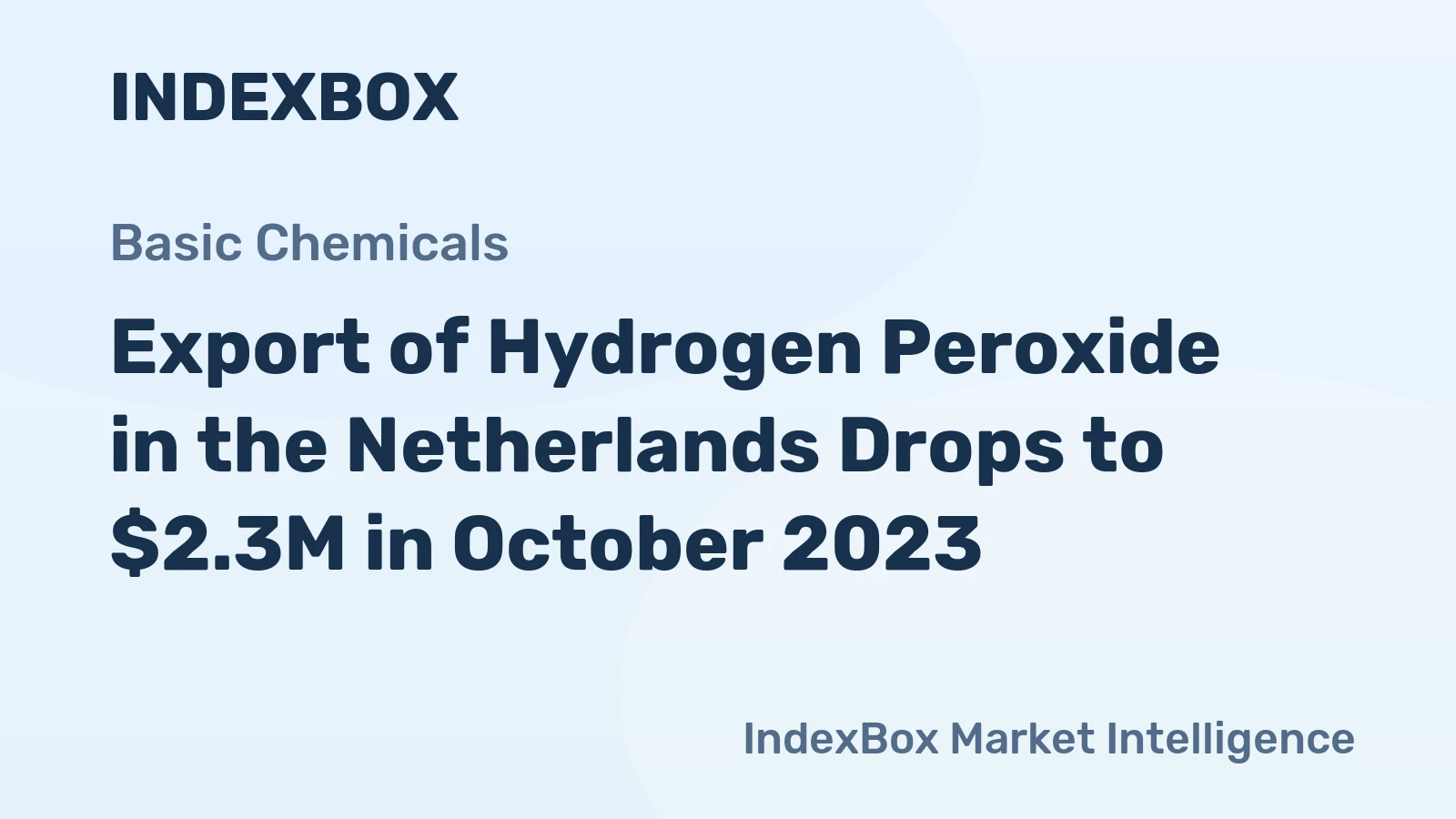 Export of Hydrogen Peroxide in the Netherlands Drops to $2.3M in October 2023