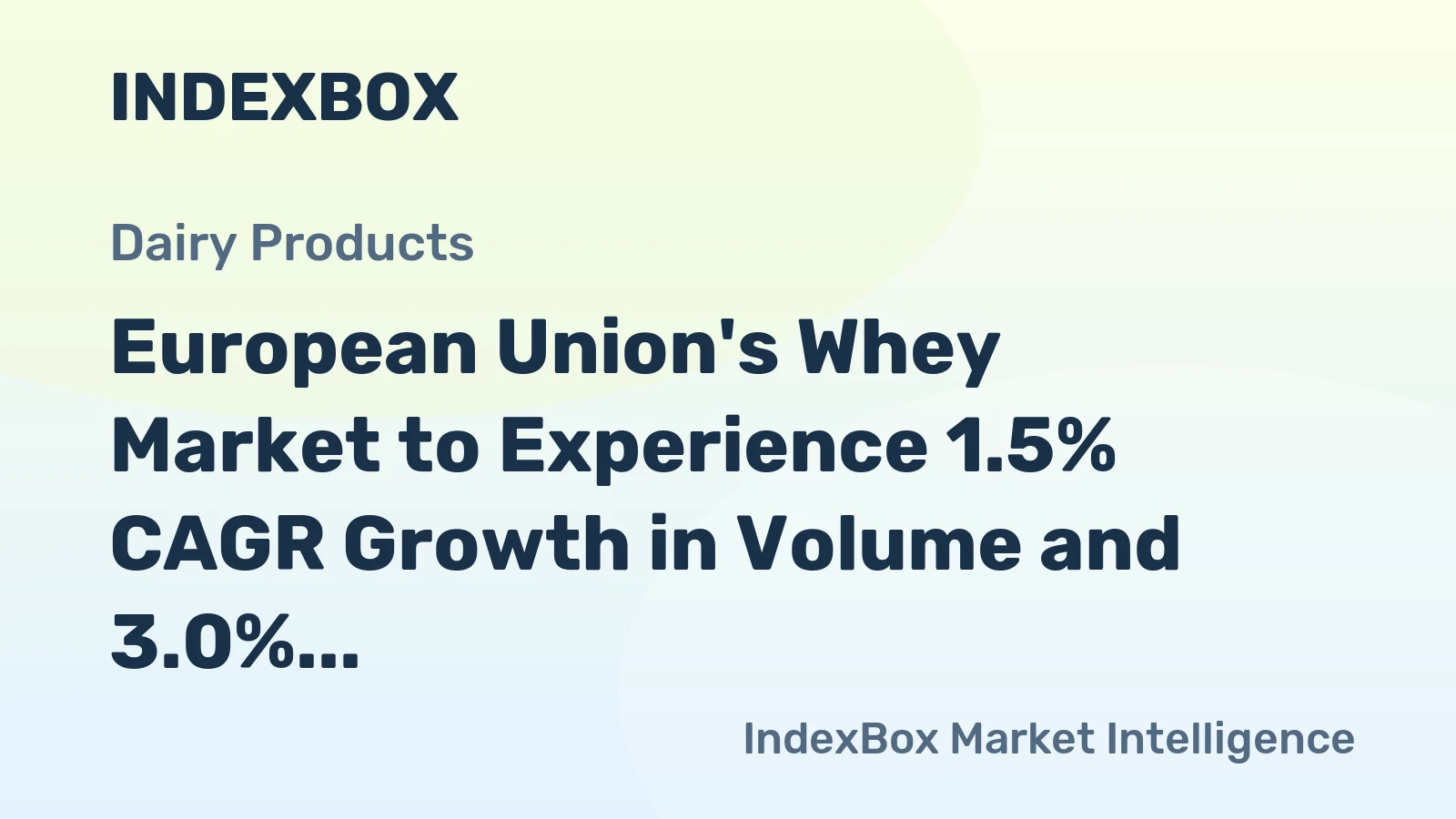 European Union's Whey Market to Experience 1.5% CAGR Growth in Volume and 3.0% CAGR Growth in Value by 2035