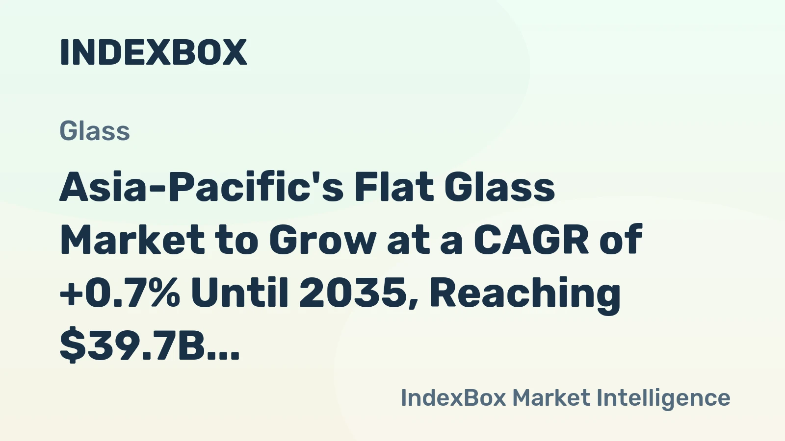 Asia-Pacific's Flat Glass Market to Grow at a CAGR of +0.7% Until 2035, Reaching $39.7B in Value