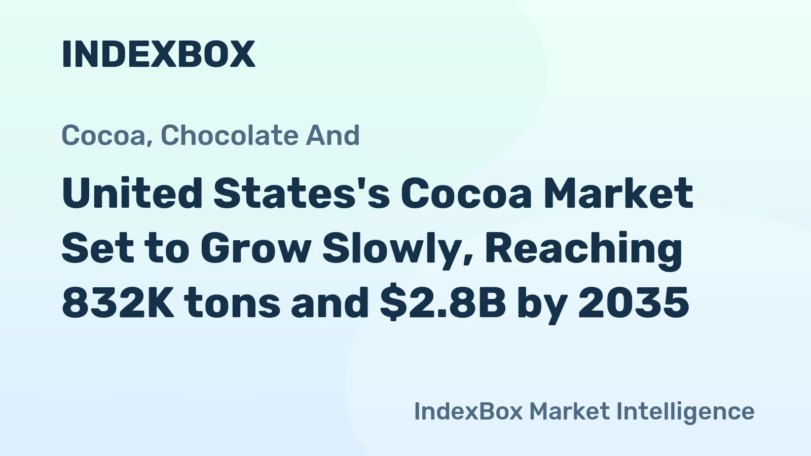 United States's Cocoa Market Set to Grow Slowly, Reaching 832K tons and $2.8B by 2035
