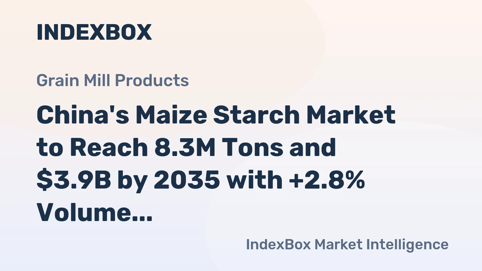 China's Maize Starch Market to Reach 8.3M Tons and $3.9B by 2035 with +2.8% Volume and +2.9% Value Growth
