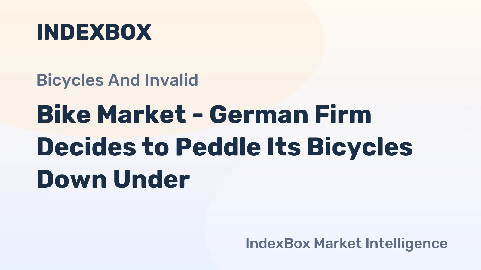 Bike Market - German Firm Decides to Peddle Its Bicycles Down Under