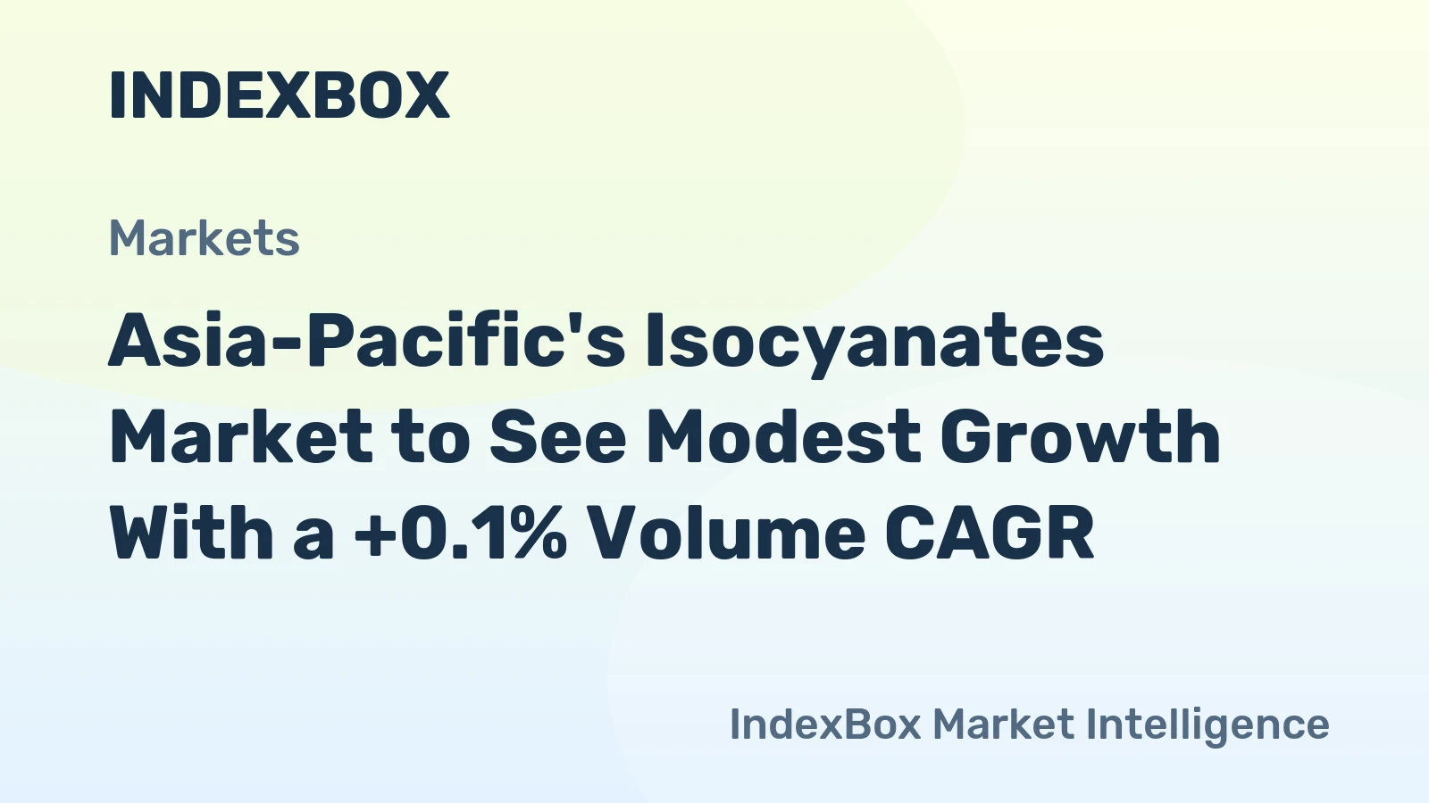 Asia-Pacific's Isocyanates Market to See Modest Growth With a +0.1% Volume CAGR
