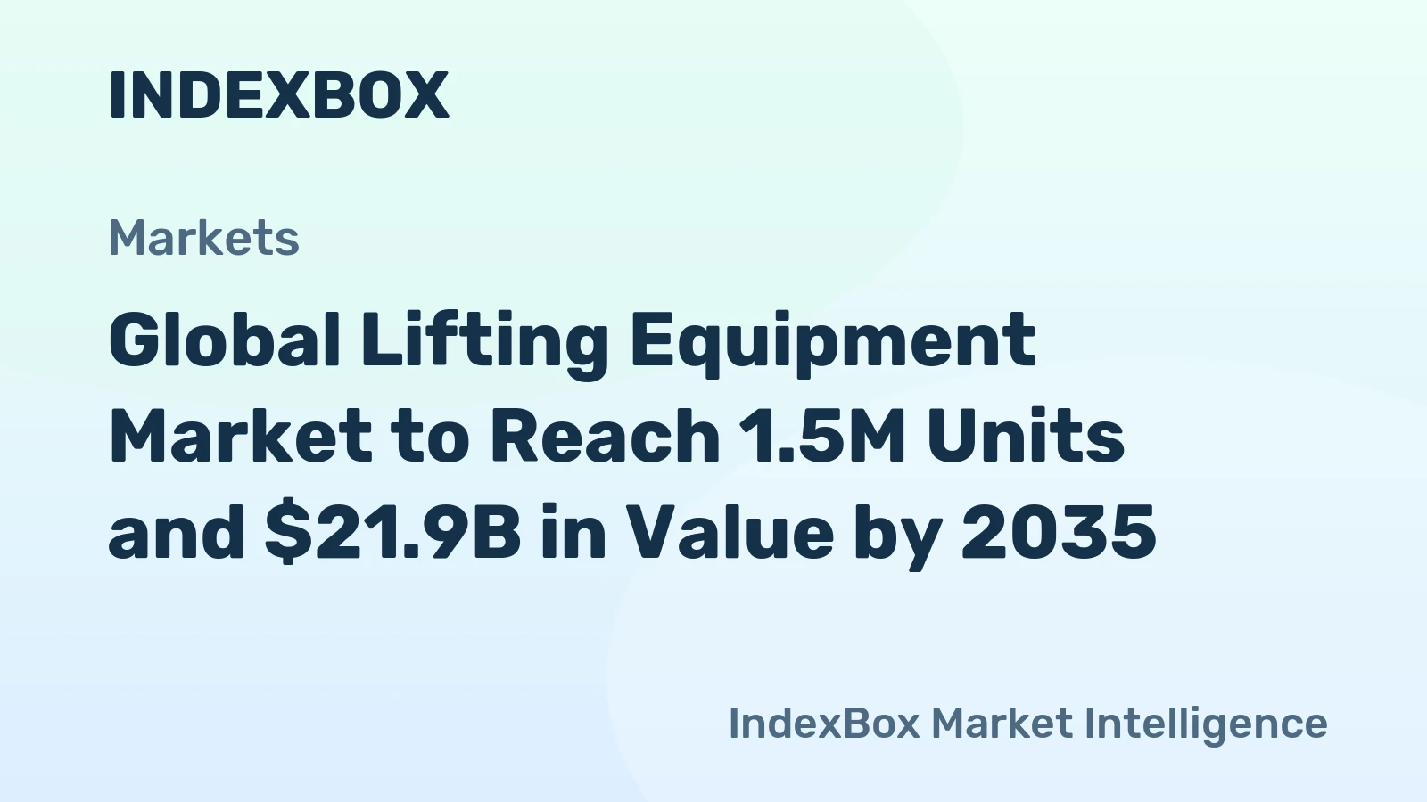 Global Lifting Equipment Market to Reach 1.5M Units and $21.9B in Value by 2035
