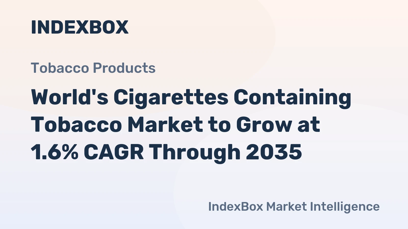 World's Cigarettes Containing Tobacco Market to Grow at 1.6% CAGR Through 2035