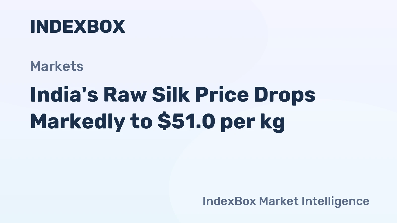 India's Raw Silk Price Drops Markedly to $51.0 per kg