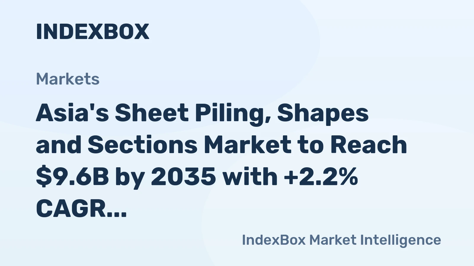 Asia's Sheet Piling, Shapes and Sections Market to Reach $9.6B by 2035 with +2.2% CAGR