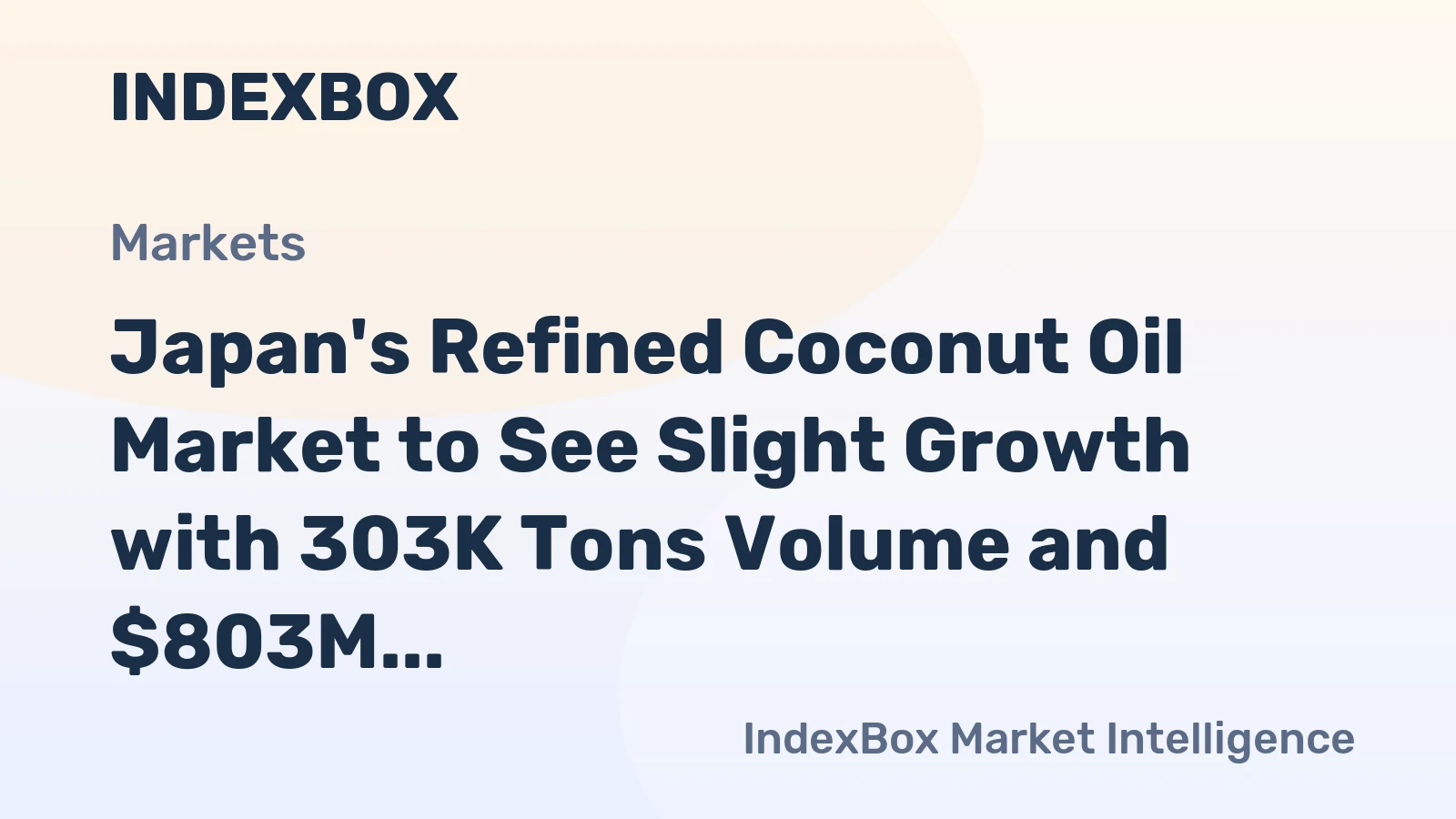 Japan's Refined Coconut Oil Market to See Slight Growth with 303K Tons Volume and $803M Value by 2035