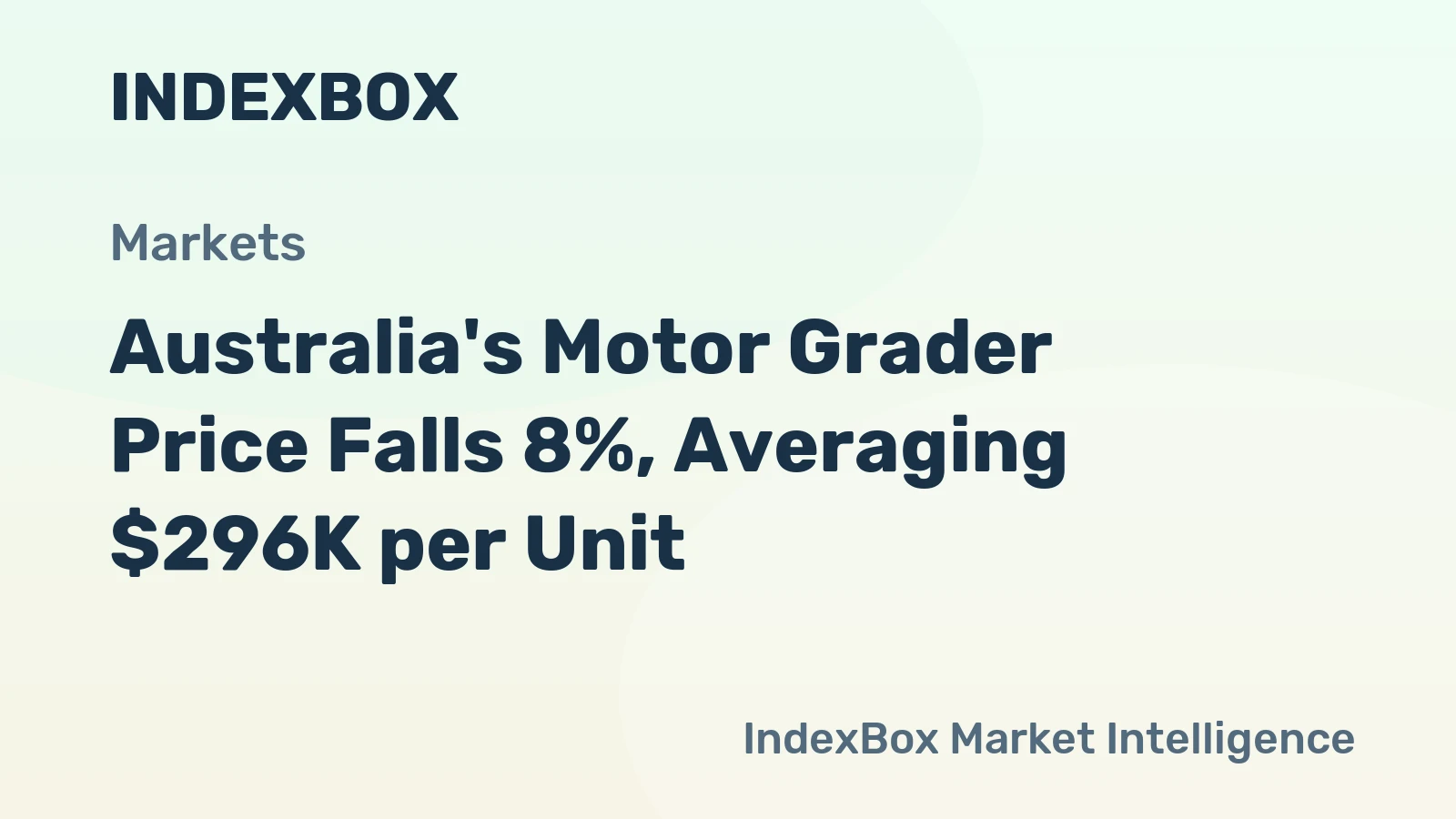 Australia's Motor Grader Price Falls 8%, Averaging $296K per Unit