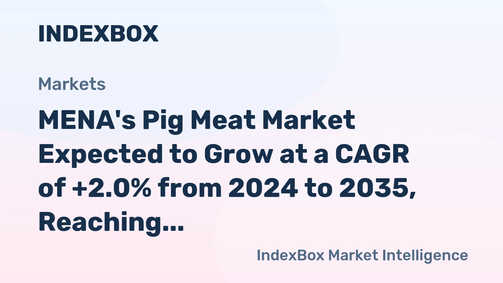 MENA's Pig Meat Market Expected to Grow at a CAGR of +2.0% from 2024 to 2035, Reaching $5.3M by the End of 2035
