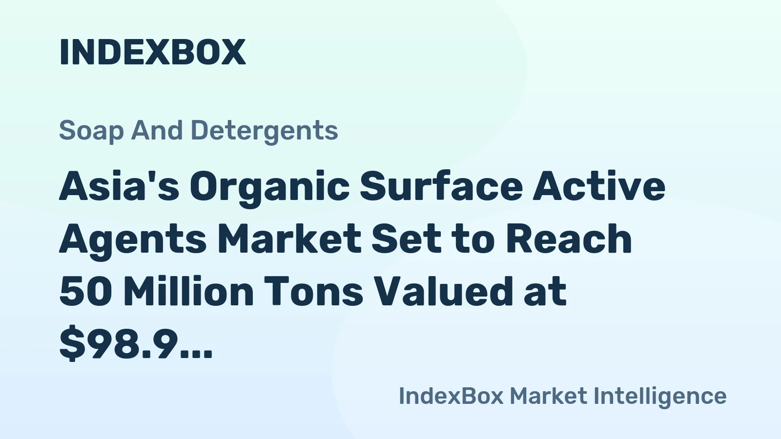 Asia's Organic Surface Active Agents Market Set to Reach 50 Million Tons Valued at $98.9 Billion by 2035