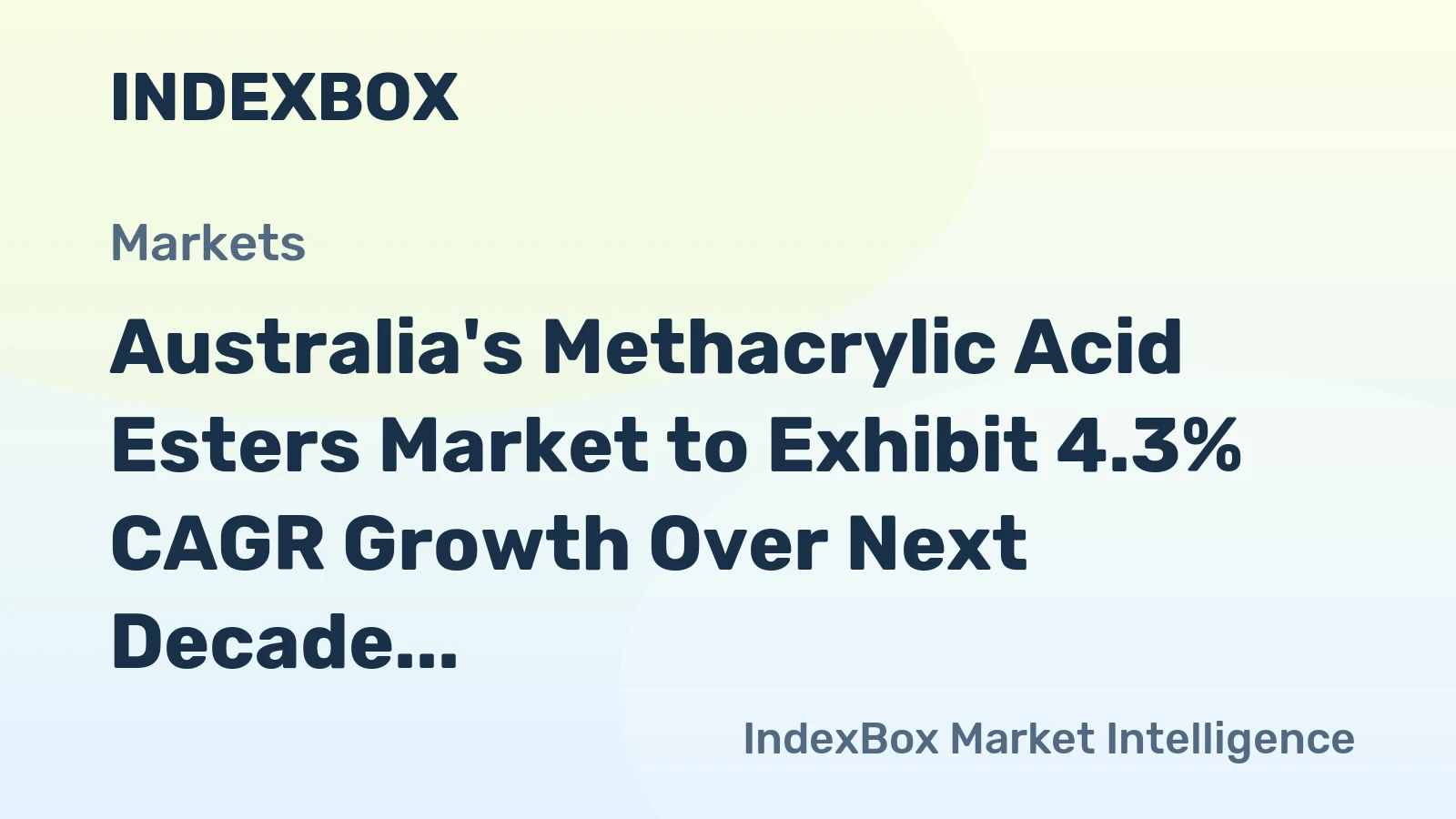 Australia's Methacrylic Acid Esters Market to Exhibit 4.3% CAGR Growth Over Next Decade
