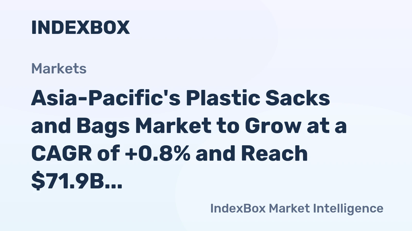 Asia-Pacific's Plastic Sacks and Bags Market to Grow at a CAGR of +0.8% and Reach $71.9B by 2035