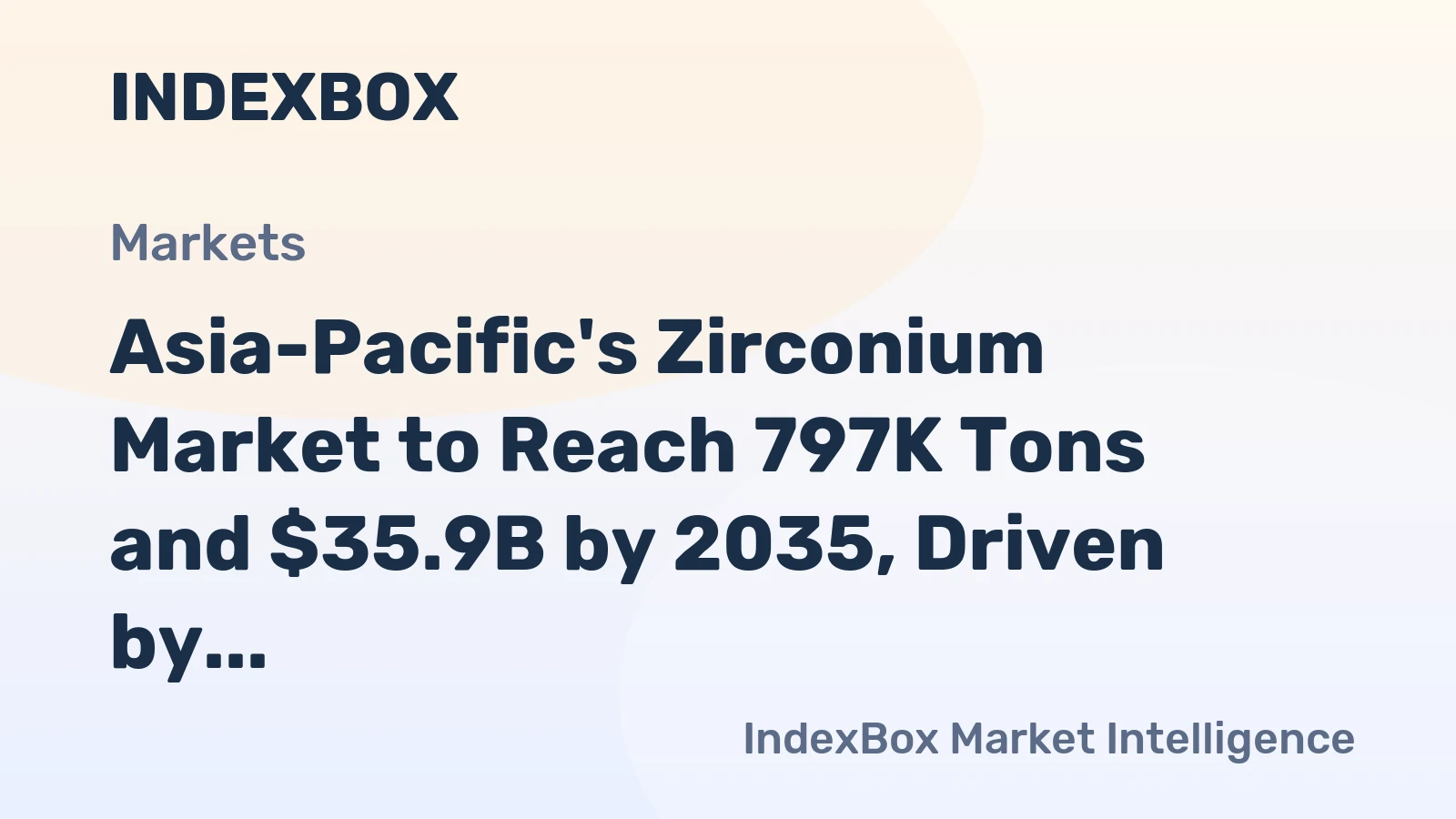 Asia-Pacific's Zirconium Market to Reach 797K Tons and $35.9B by 2035, Driven by Increasing Demand