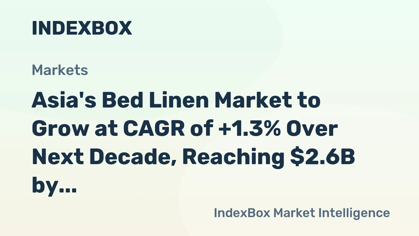 Asia's Bed Linen Market to Grow at CAGR of +1.3% Over Next Decade, Reaching $2.6B by 2035