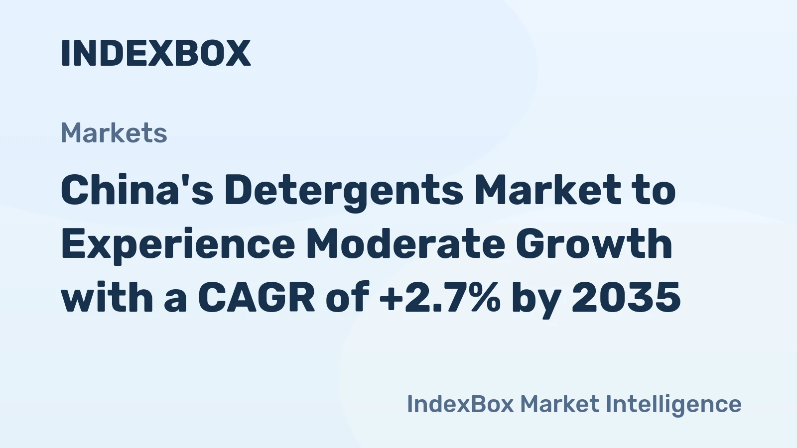 China's Detergents Market to Experience Moderate Growth with a CAGR of +2.7% by 2035