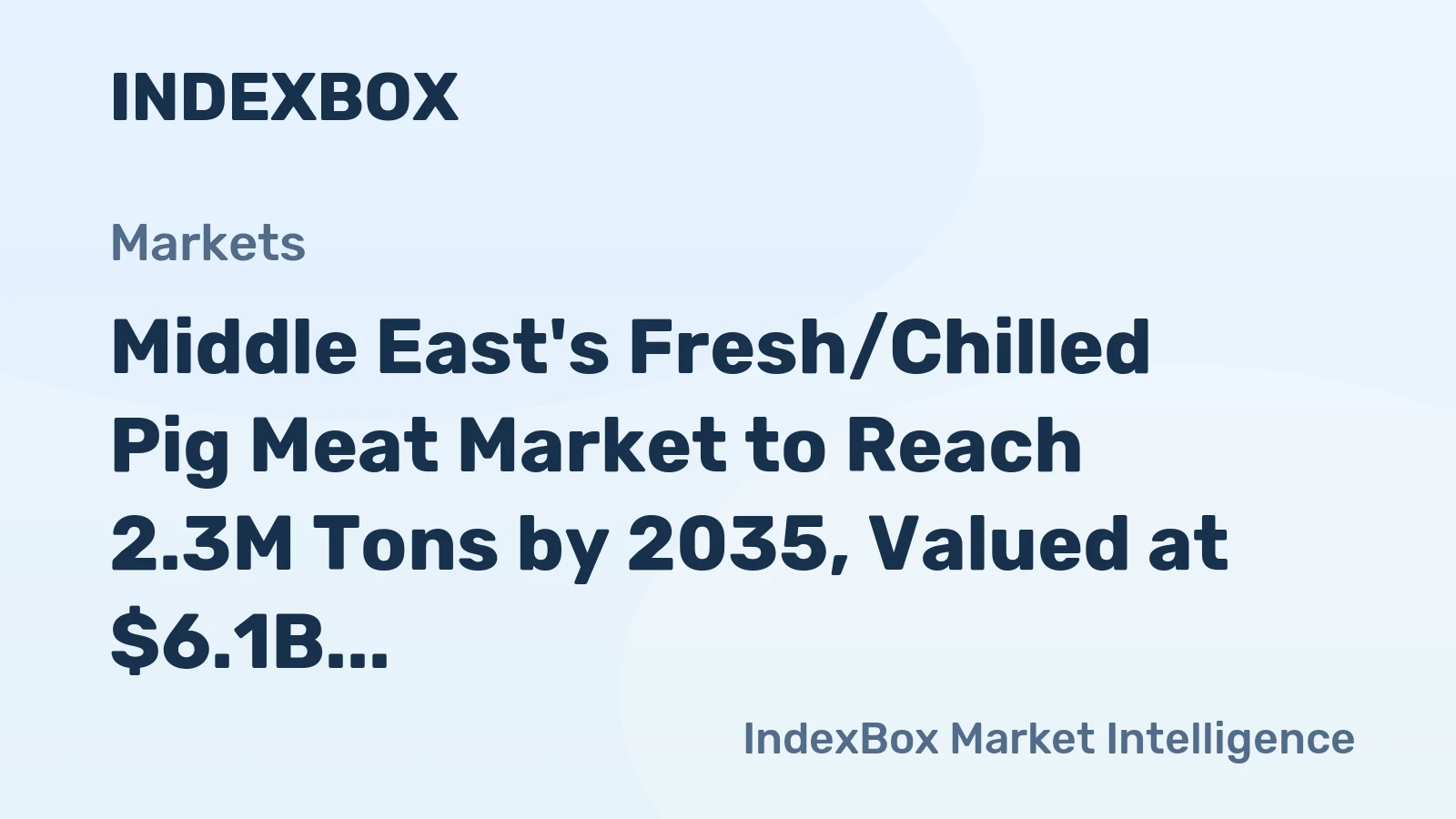 Middle East's Fresh/Chilled Pig Meat Market to Reach 2.3M Tons by 2035, Valued at $6.1B