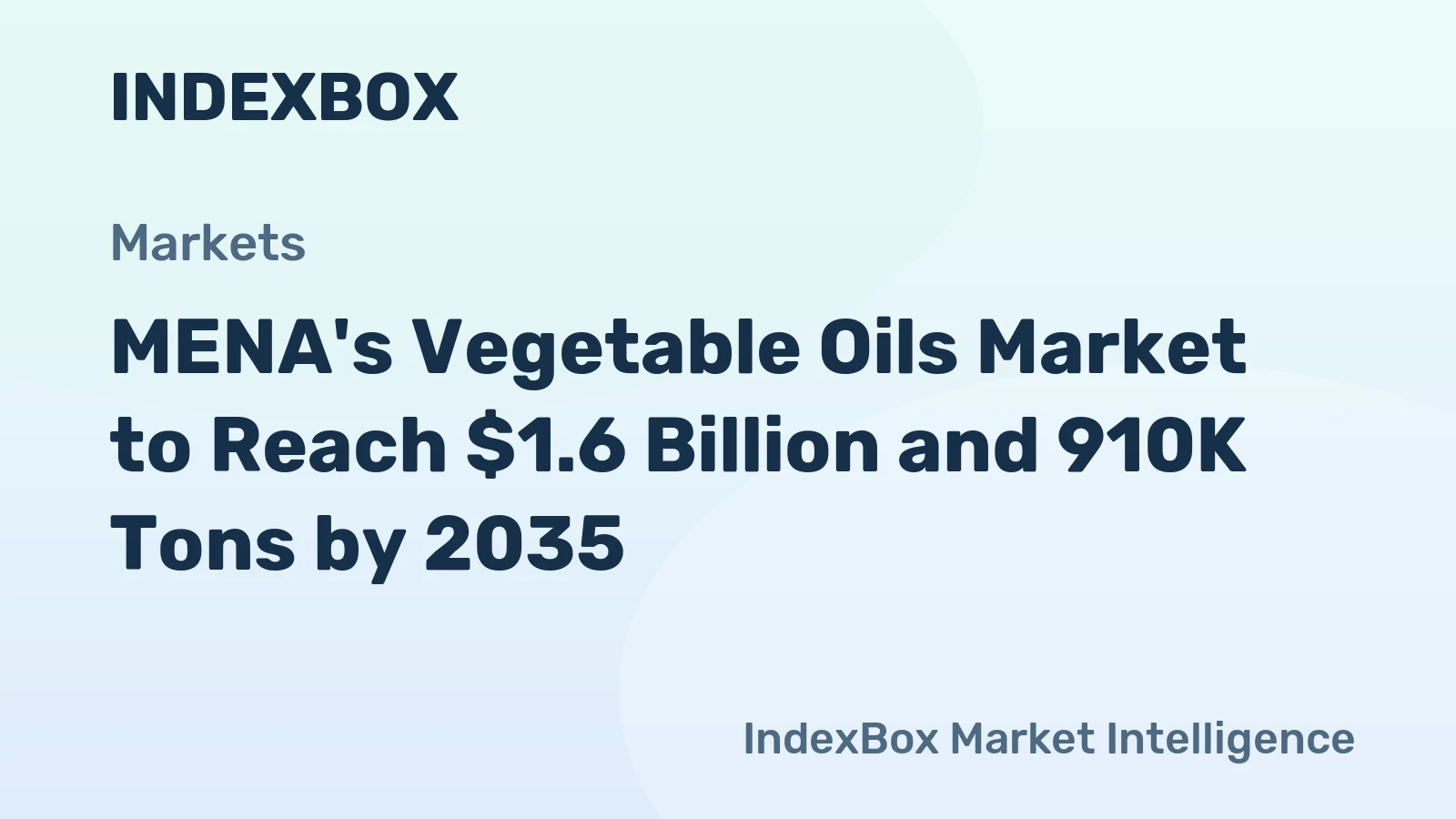 MENA's Vegetable Oils Market to Reach $1.6 Billion and 910K Tons by 2035