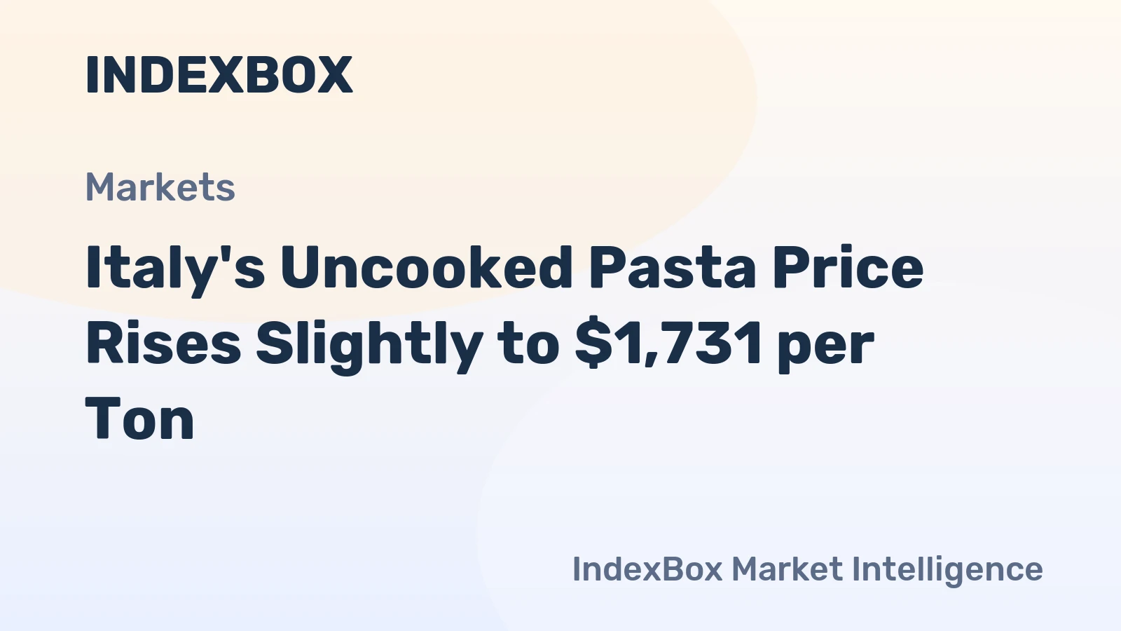 Italy's Uncooked Pasta Price Rises Slightly to $1,731 per Ton