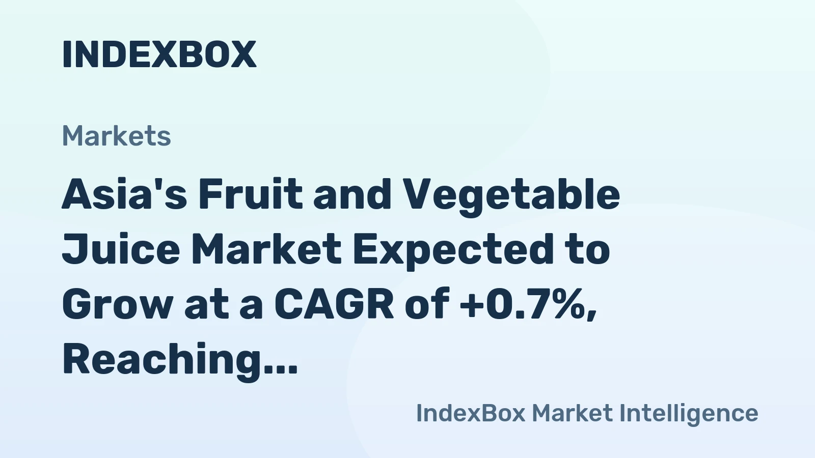 Asia's Fruit and Vegetable Juice Market Expected to Grow at a CAGR of +0.7%, Reaching $23.3B by 2035