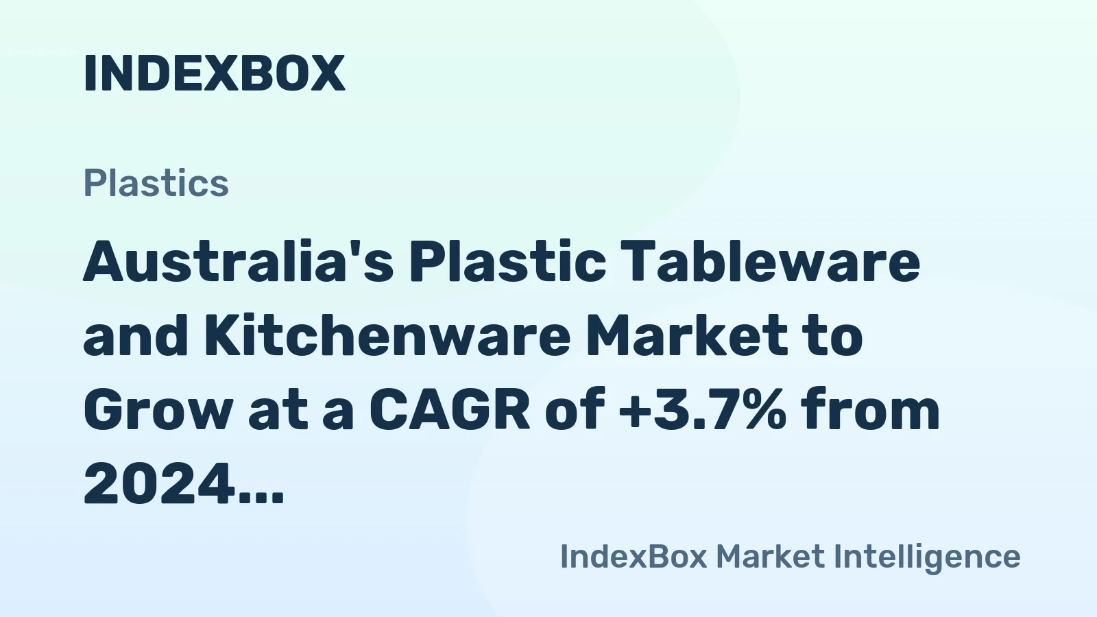 Australia's Plastic Tableware and Kitchenware Market to Grow at a CAGR of +3.7% from 2024 to 2035