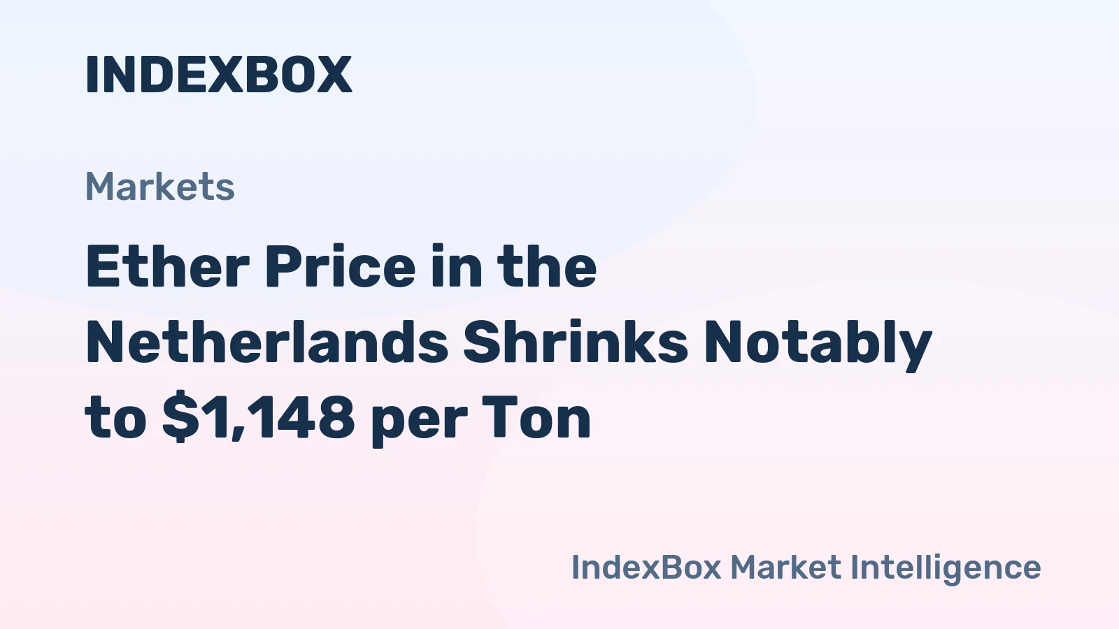 Ether Price in the Netherlands Shrinks Notably to $1,148 per Ton