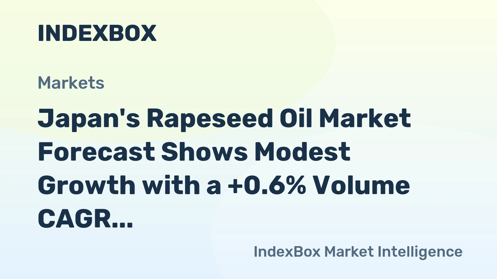 Japan's Rapeseed Oil Market Forecast Shows Modest Growth with a +0.6% Volume CAGR Through 2035