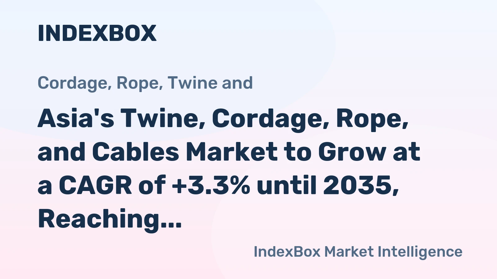 Asia's Twine, Cordage, Rope, and Cables Market to Grow at a CAGR of +3.3% until 2035, Reaching $7.1B in Value
