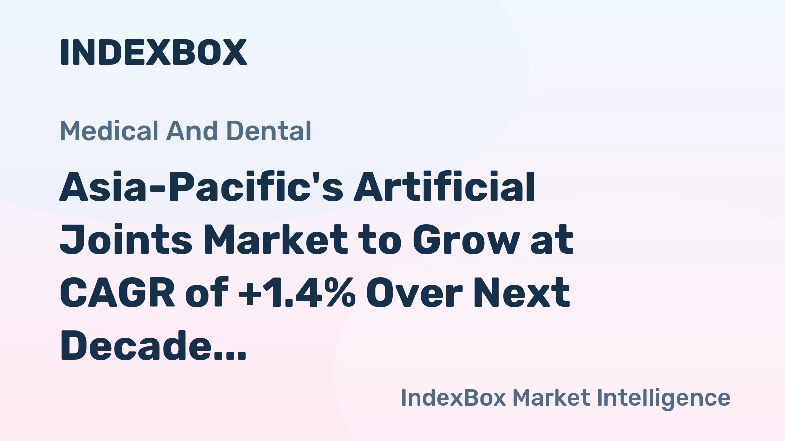 Asia-Pacific's Artificial Joints Market to Grow at CAGR of +1.4% Over Next Decade