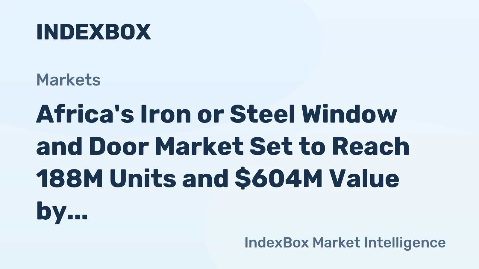 Africa's Iron or Steel Window and Door Market Set to Reach 188M Units and $604M Value by 2035