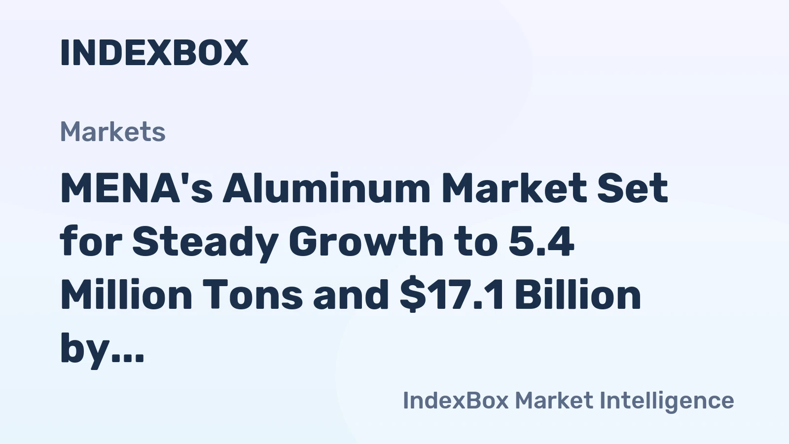 MENA's Aluminum Market Set for Steady Growth to 5.4 Million Tons and $17.1 Billion by 2035