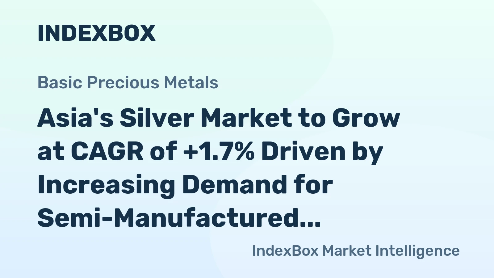 Asia's Silver Market to Grow at CAGR of +1.7% Driven by Increasing Demand for Semi-Manufactured Forms