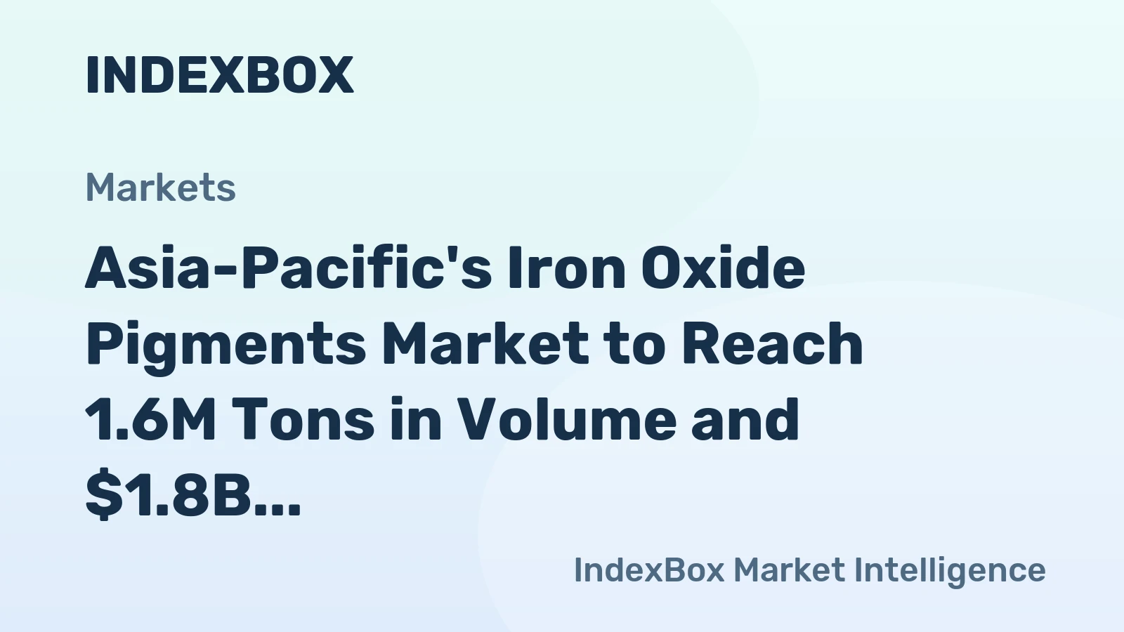 Asia-Pacific's Iron Oxide Pigments Market to Reach 1.6M Tons in Volume and $1.8B in Value by 2035