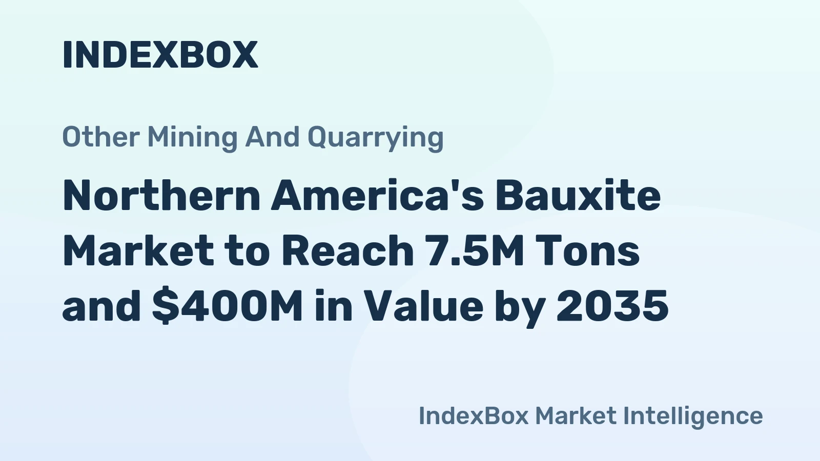 Northern America's Bauxite Market to Reach 7.5M Tons and $400M in Value by 2035