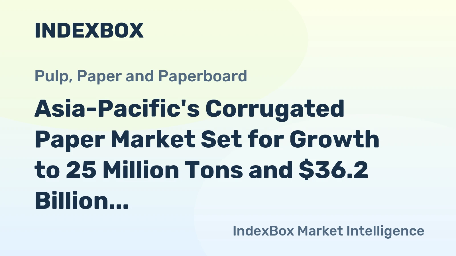 Asia-Pacific's Corrugated Paper Market Set for Growth to 25 Million Tons and $36.2 Billion by 2035